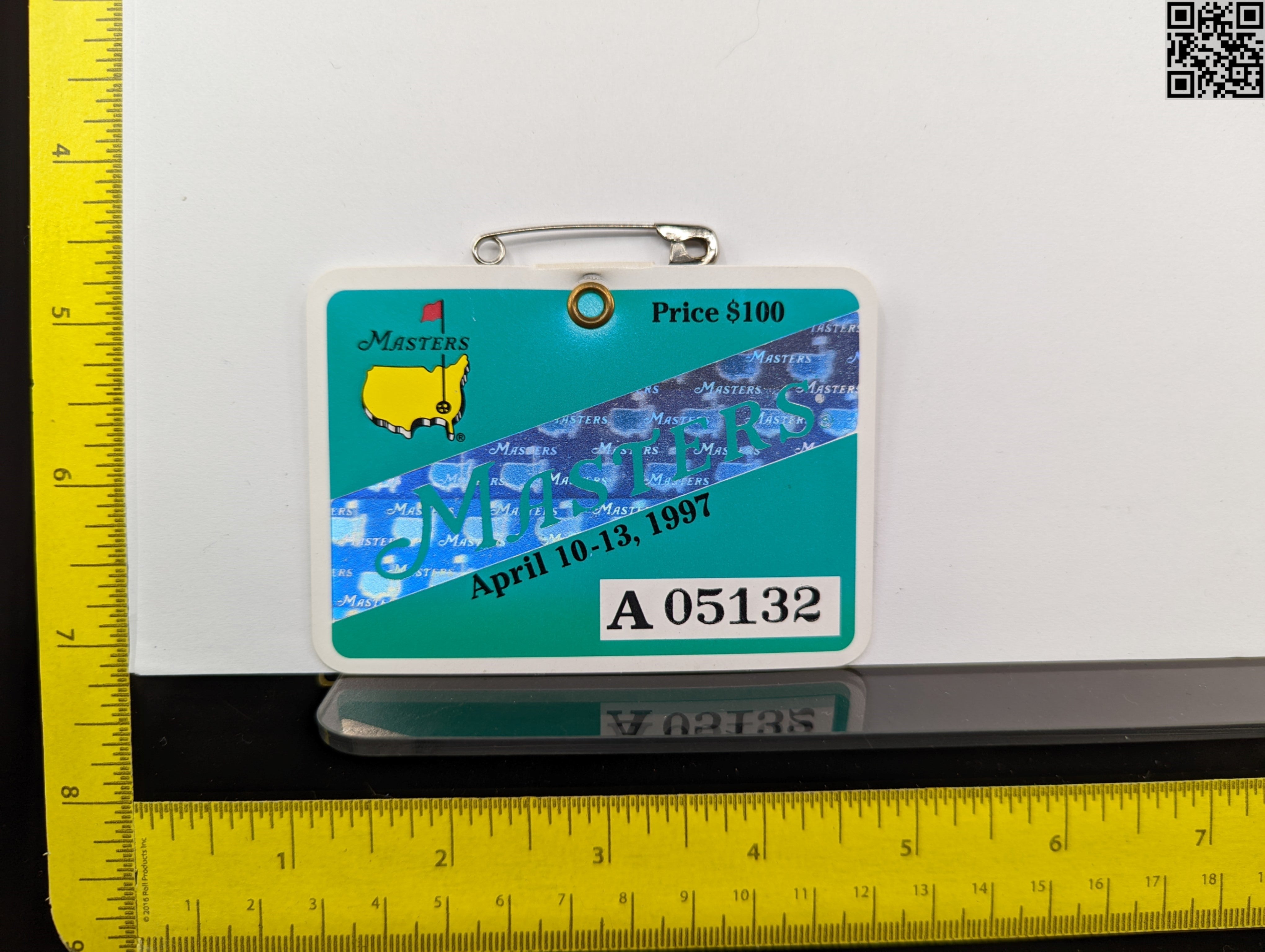 1997 Masters Tournament Series Badge - Augusta National Golf Club - Ti ...