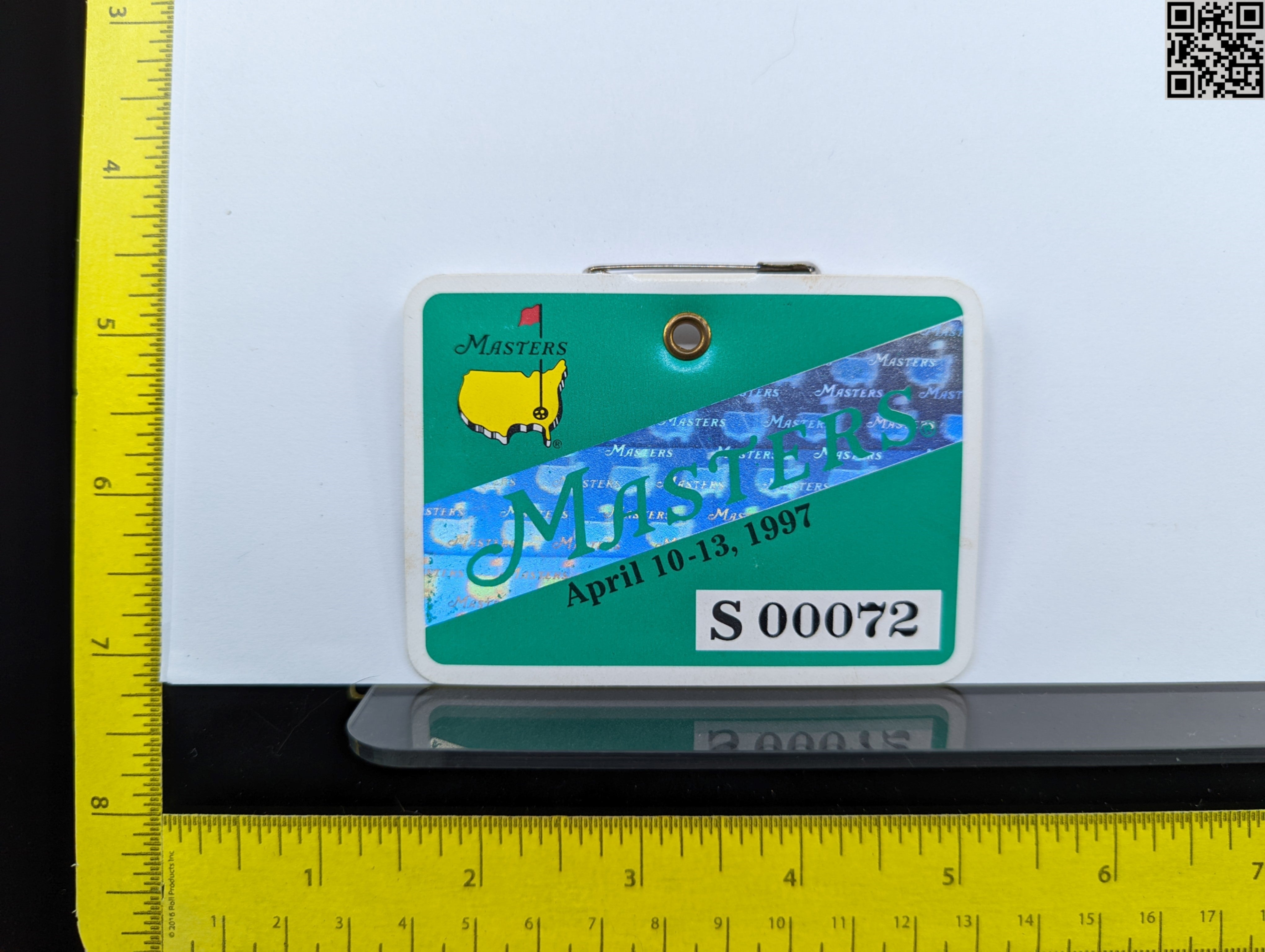 1997 Masters Tournament VIP Series Badge - Augusta National Golf Club ...