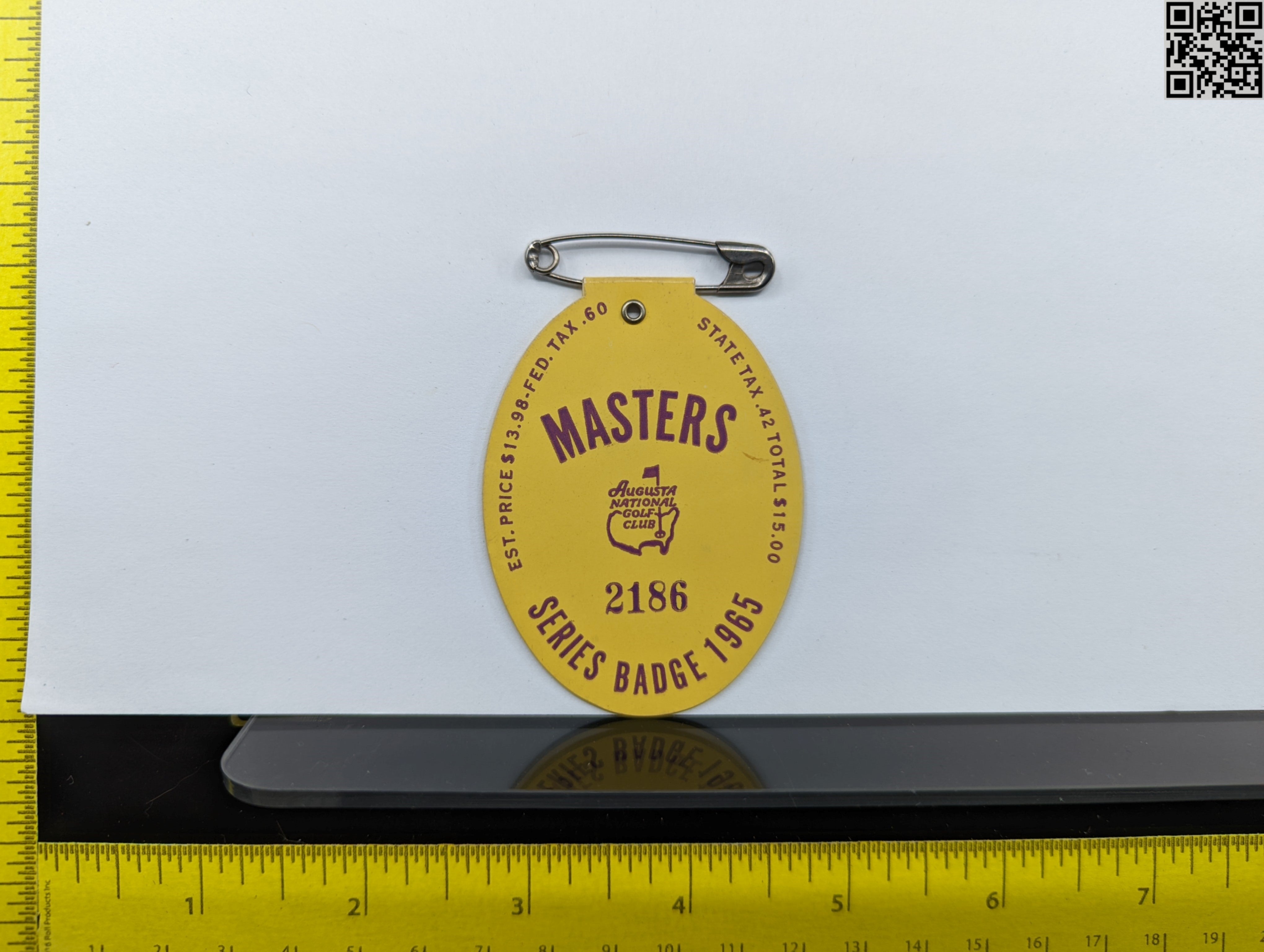 1965 Masters Tournament Series Badge - Augusta National Golf Club - Ja ...