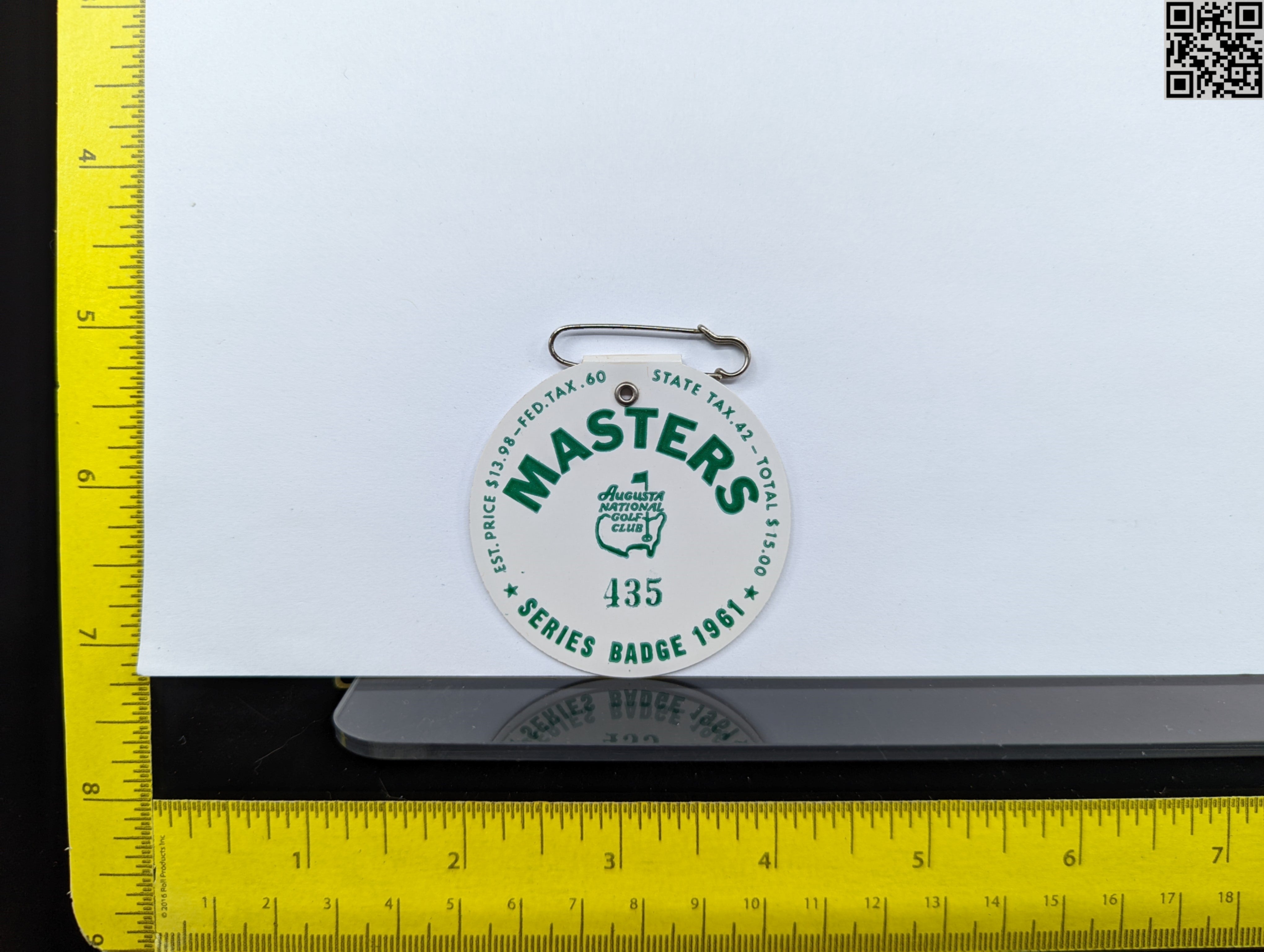 1961 Masters Tournament Series Badge - Gary Play Win - Augusta Nationa ...