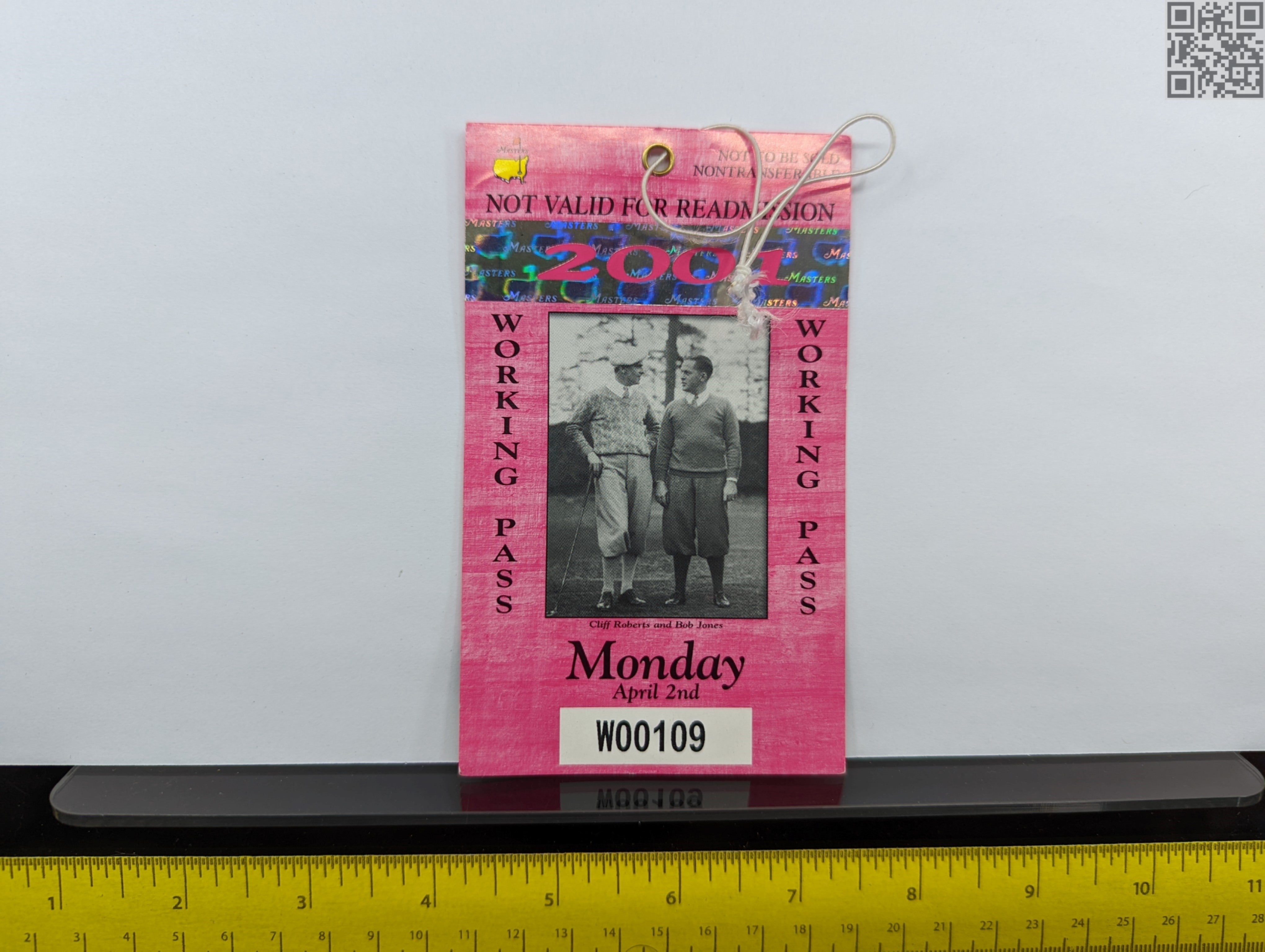 2001 Masters Tournament Daily Ticket - Augusta National Golf Club - Ti ...