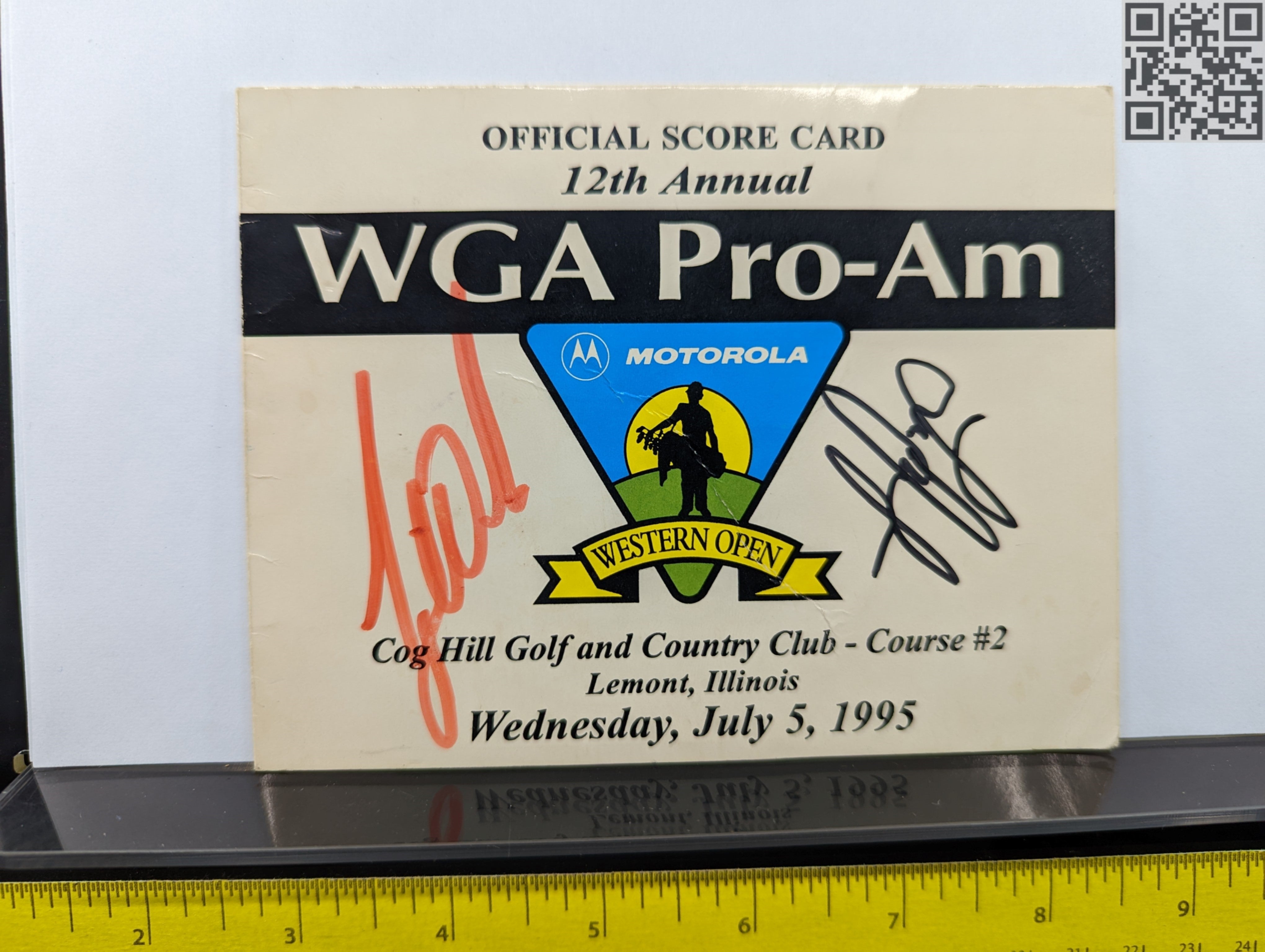 1995 Tiger Woods Signed WGA Motorola Western Open Scorecard Amateur ...