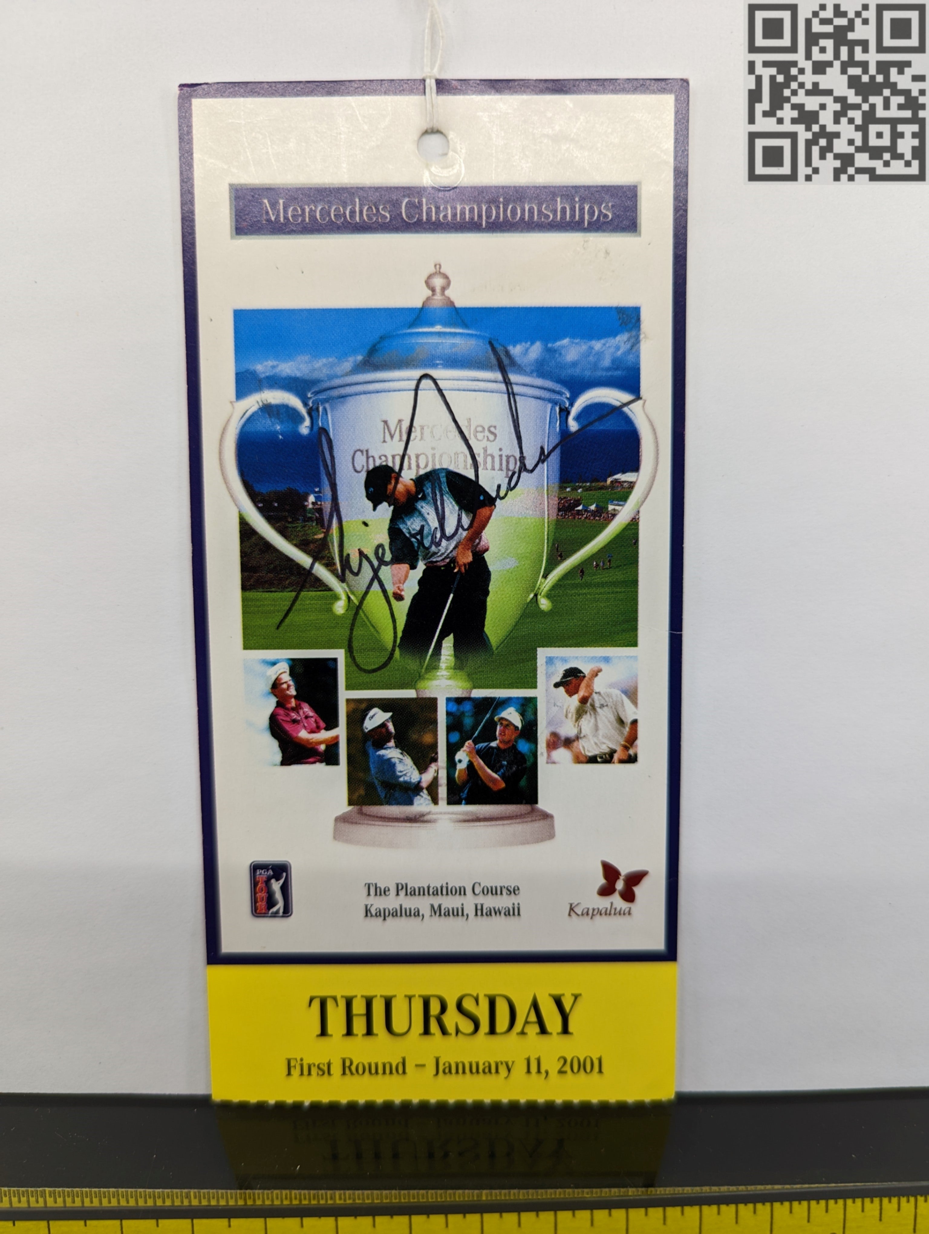 2001 Tiger Woods Signed Ticket Mercedes Championship The Plantation Co ...