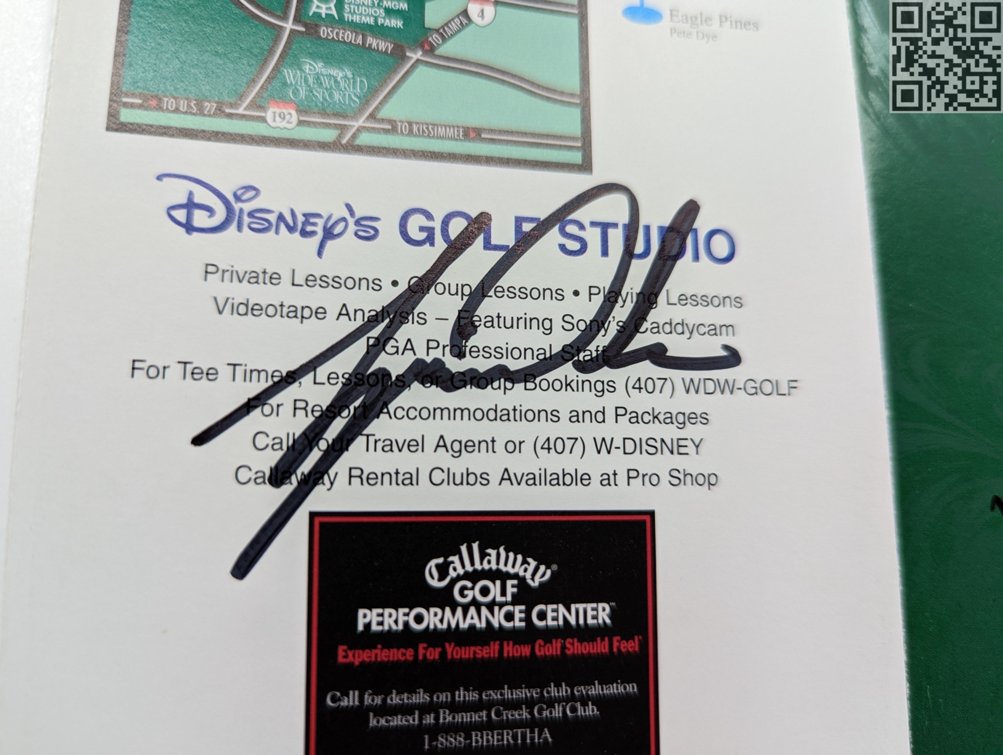 1999 Tiger Woods Signed Scorecard Walt Disney World Resort Palm Course ...