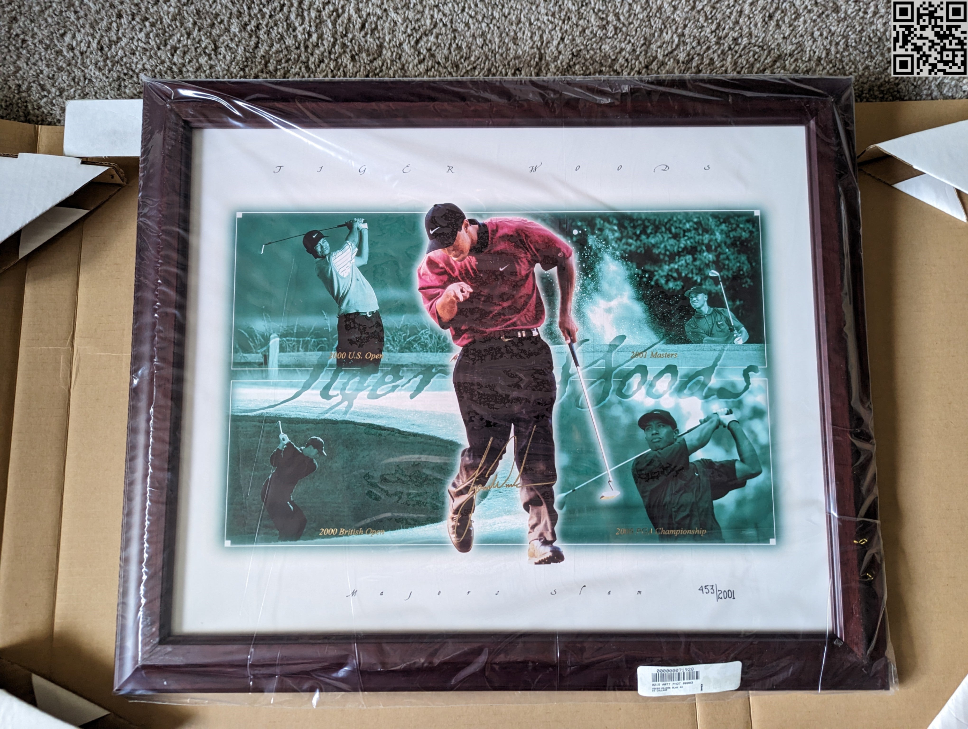 2001 Upper Deck Tiger Woods Majors Slam Framed Collage Ltd 2001 – Grand ...